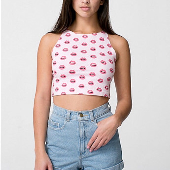 American Apparel | Tops | American Apparel Lips Crop Top | Poshmark